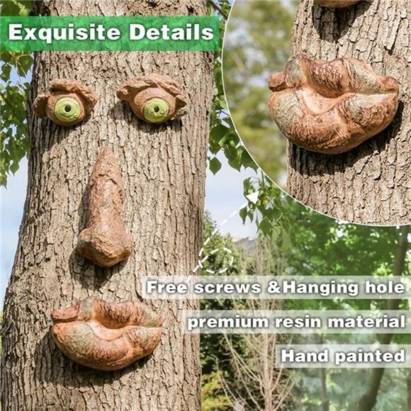 Accents | 15 Inch Tree Face Statues Plus Size Old Man Tree Hugger Bark ...